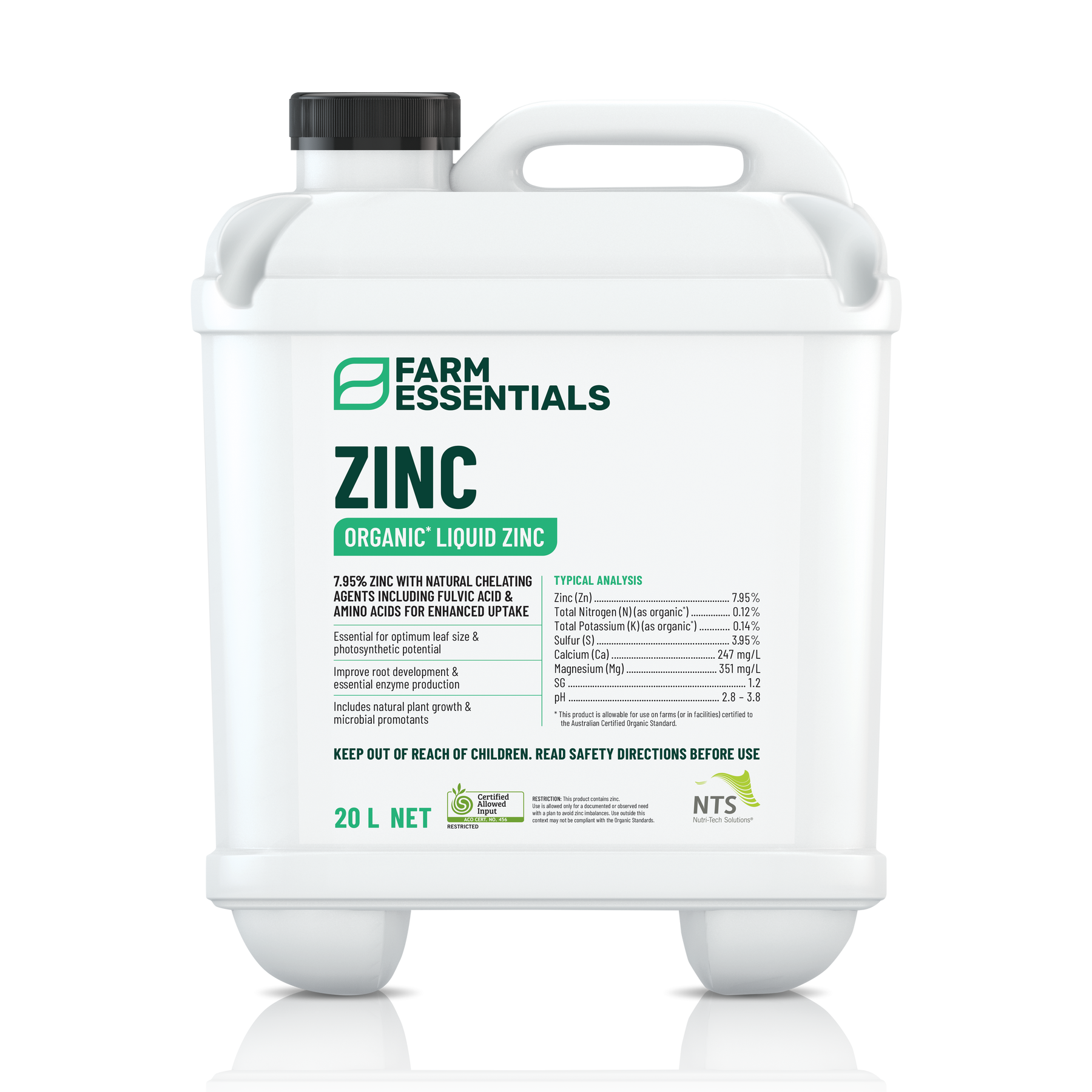 Zinc Essentials™ | Organic Liquid Zinc Fertiliser | NTS – Nutri-Tech Solutions Pty Ltd