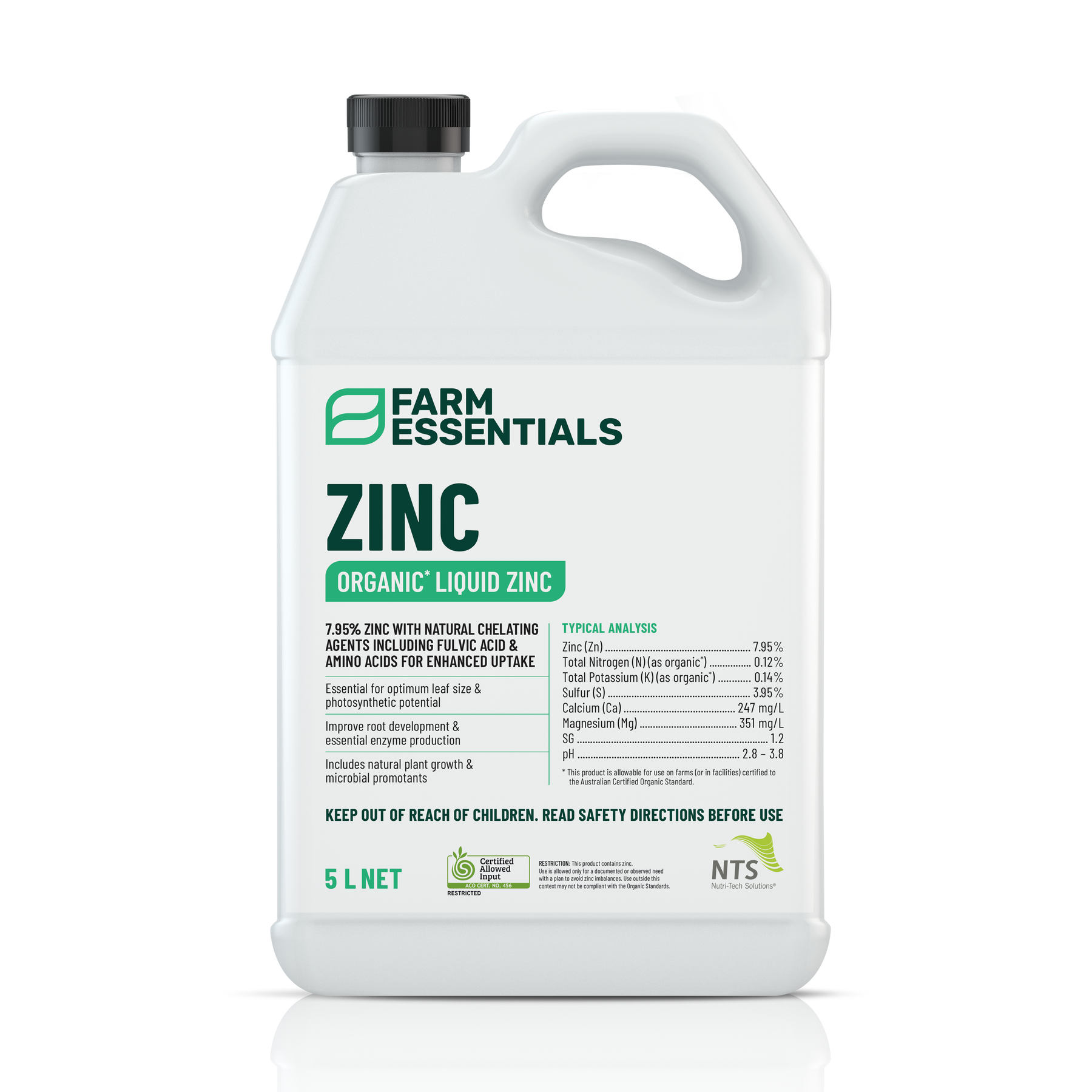 Zinc Essentials™ | Organic Liquid Zinc Fertiliser | NTS – Nutri-Tech Solutions Pty Ltd